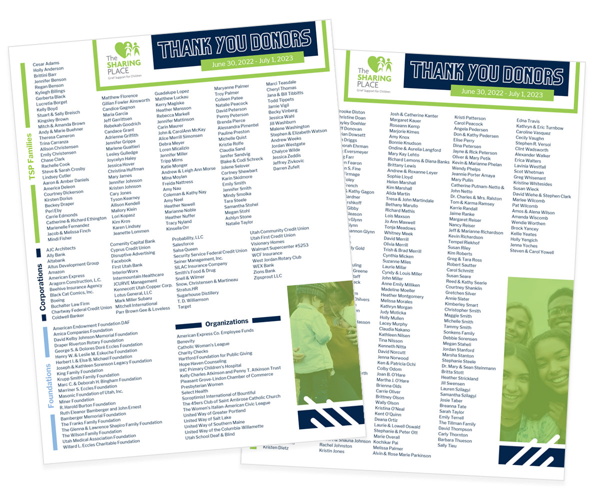 Donors | The Sharing Place - Salt Lake City - Utah Non-profit